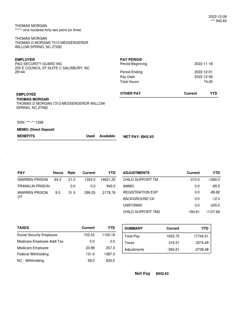 Paycheck - 2022 11 18 - 2022 12 01 | PDF | Government Finances | Welfare Paycheck - 2022 11 18 - 2022 12 01 | PDF | Government Finances | Welfare