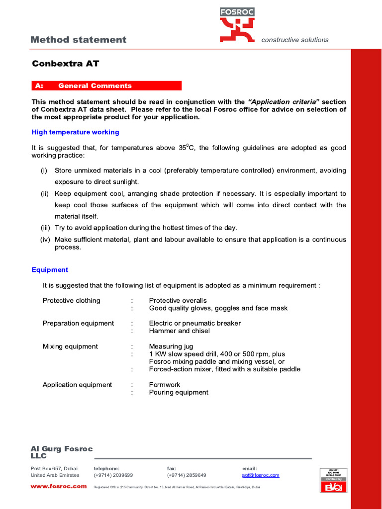 Conbextra at (Method Statment) | PDF