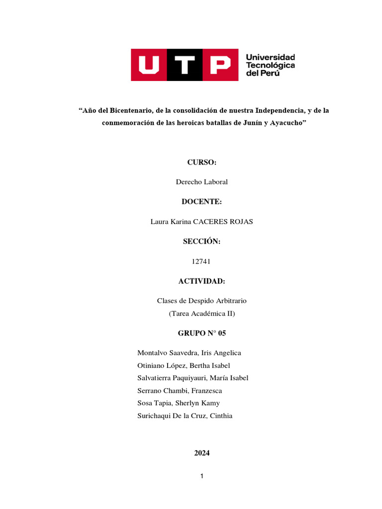 Ta2 Derecho Laboral Grupo 5 | PDF | Derecho laboral | Daños y perjuicios