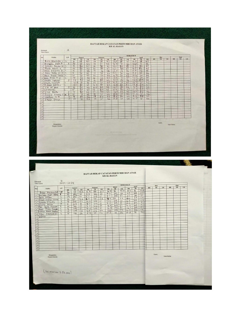 1.1.a. Data Berat Badan Menurut Usia | PDF