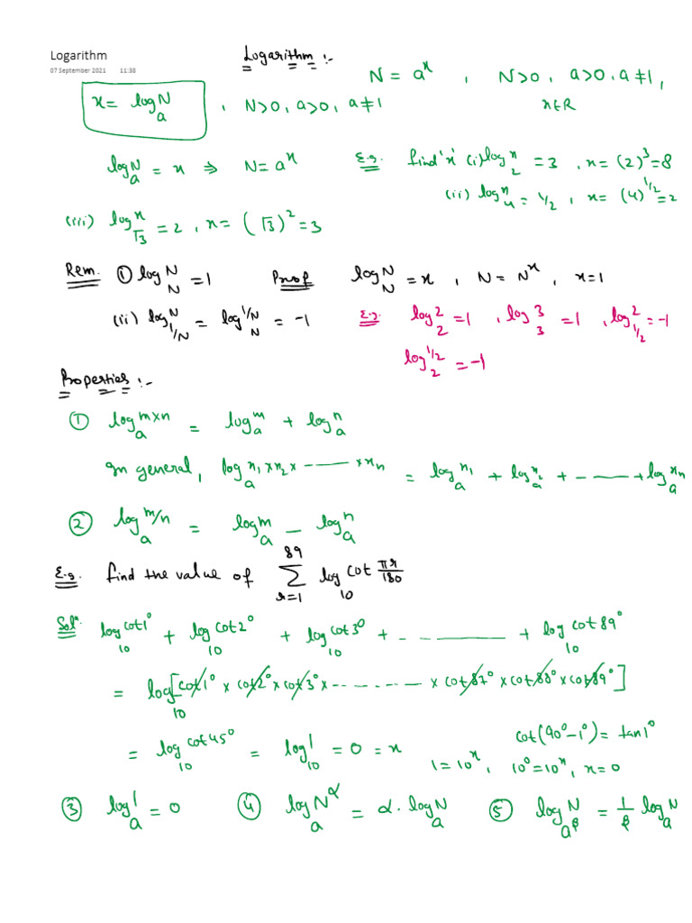 Logarithm 09 09 21 Pdf