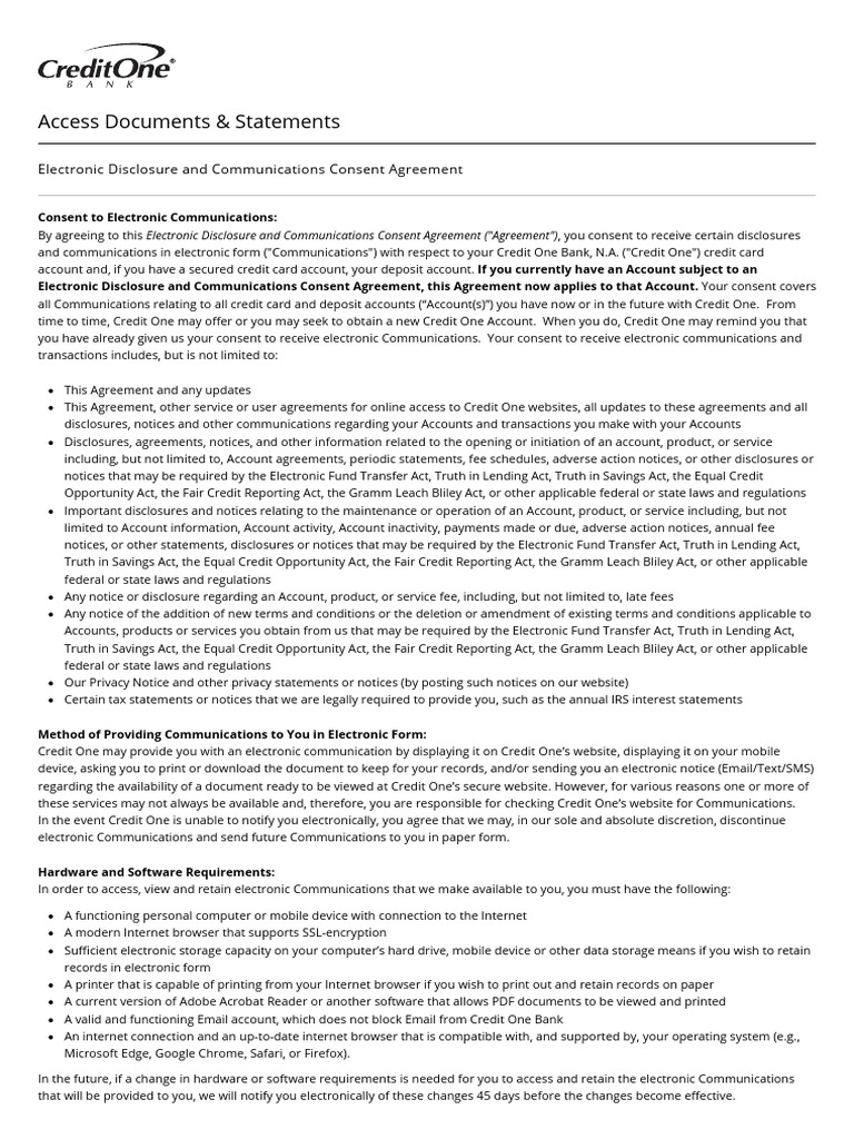 Electronic Communication Consent | PDF | Credit Card | Internet