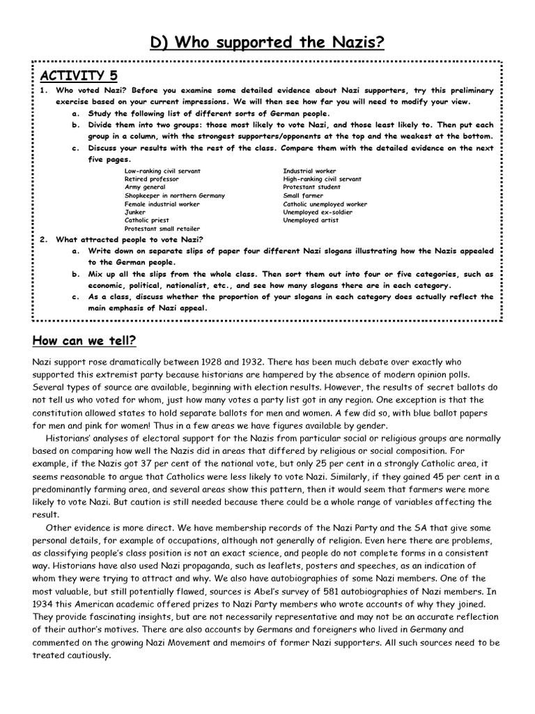 A Level Nazi Support Groups | PDF | Nazi Party | Nazism