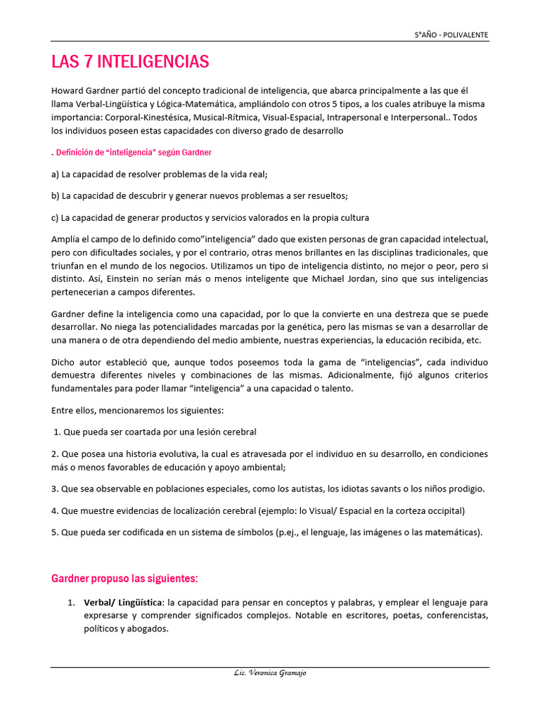 Las 7 Inteligencias | PDF | Inteligencia | Pensamiento