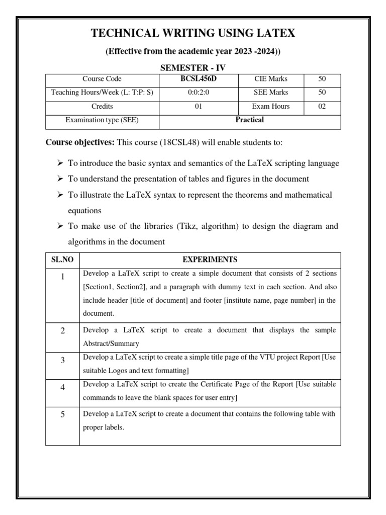 Latex Lab Manual | PDF | Te X | Text