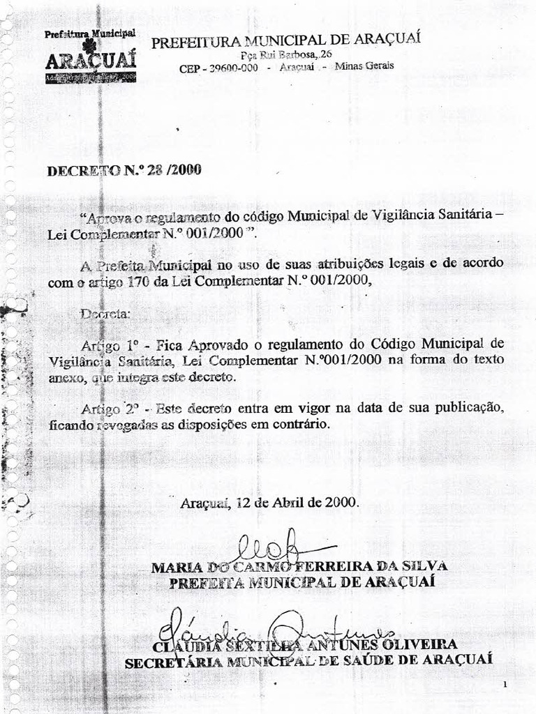 Lei Complementar 01-2000 - Código de Vigilância Sanitária | PDF