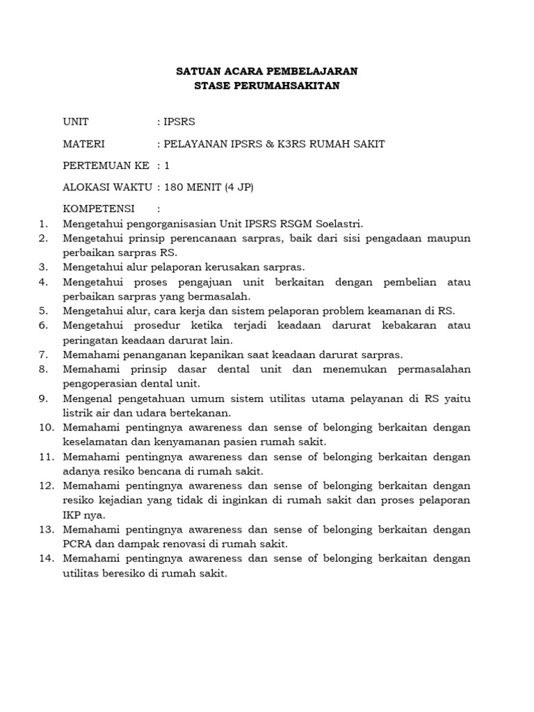 Satuan Acara Pembelajaran Ipsrs 2024 | PDF