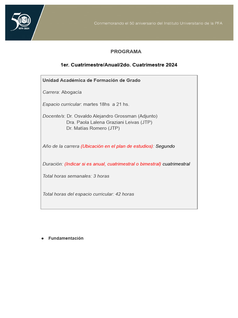 PROGRAMA PRACTICA PROFESIONAL II Abogacia2024 | PDF | Mediación | Abogado
