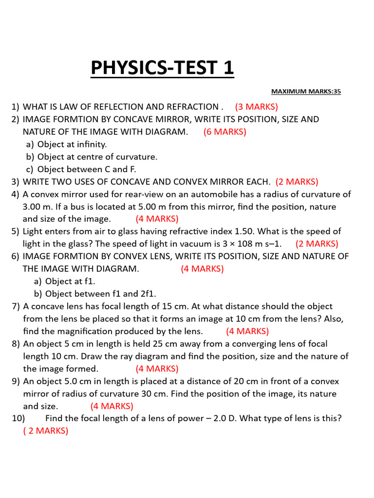 Physics Test 1 | PDF