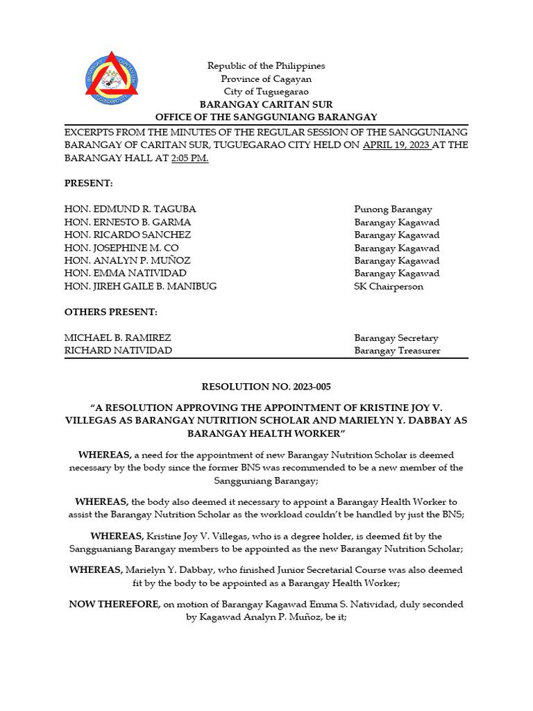 Appointing BHW and Bns 2023 | PDF