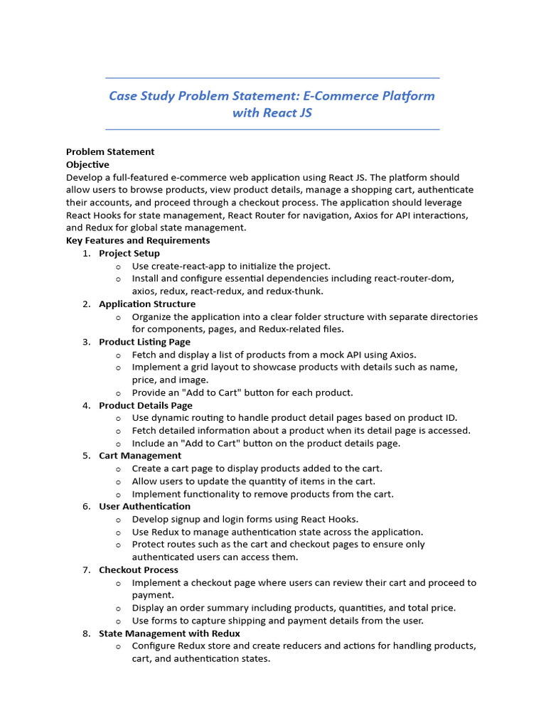 Case Study Problem Statement - React JS | PDF | Point Of Sale | Computing