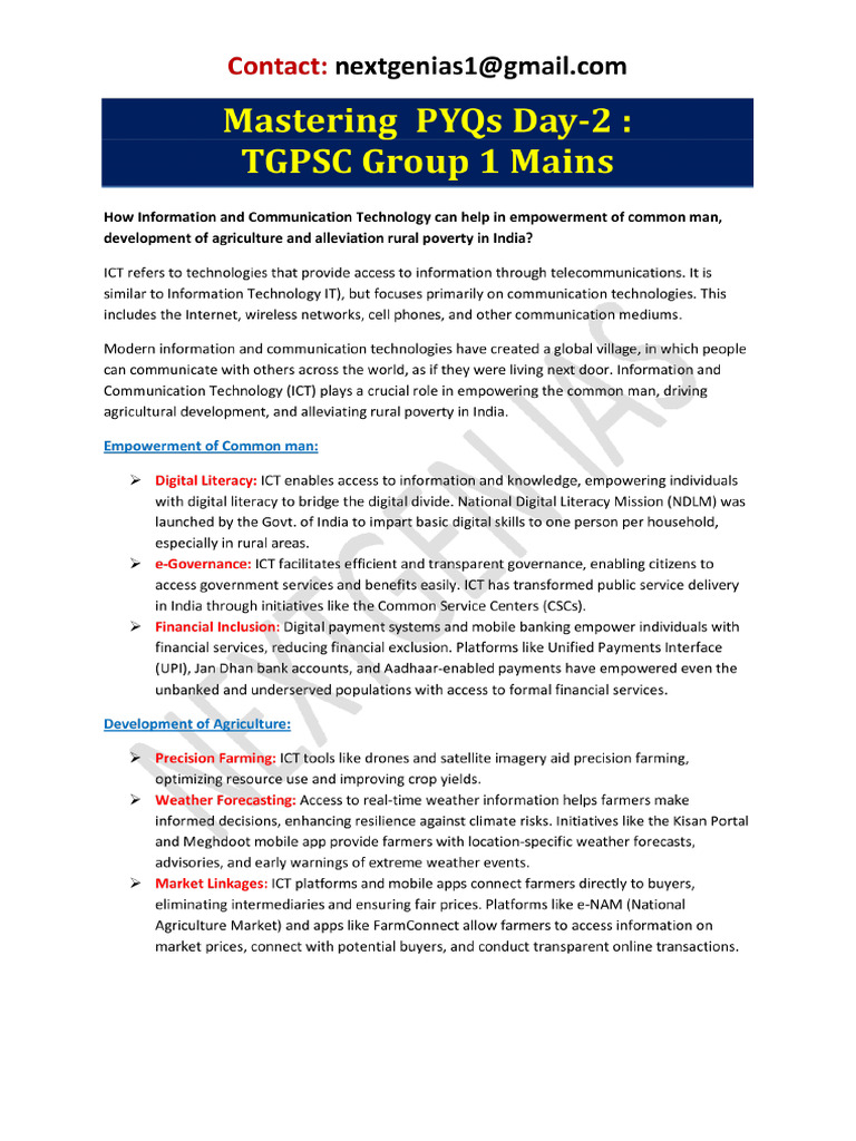 Mastering PYQs Day-2 TGPSC Group 1 Mains | PDF