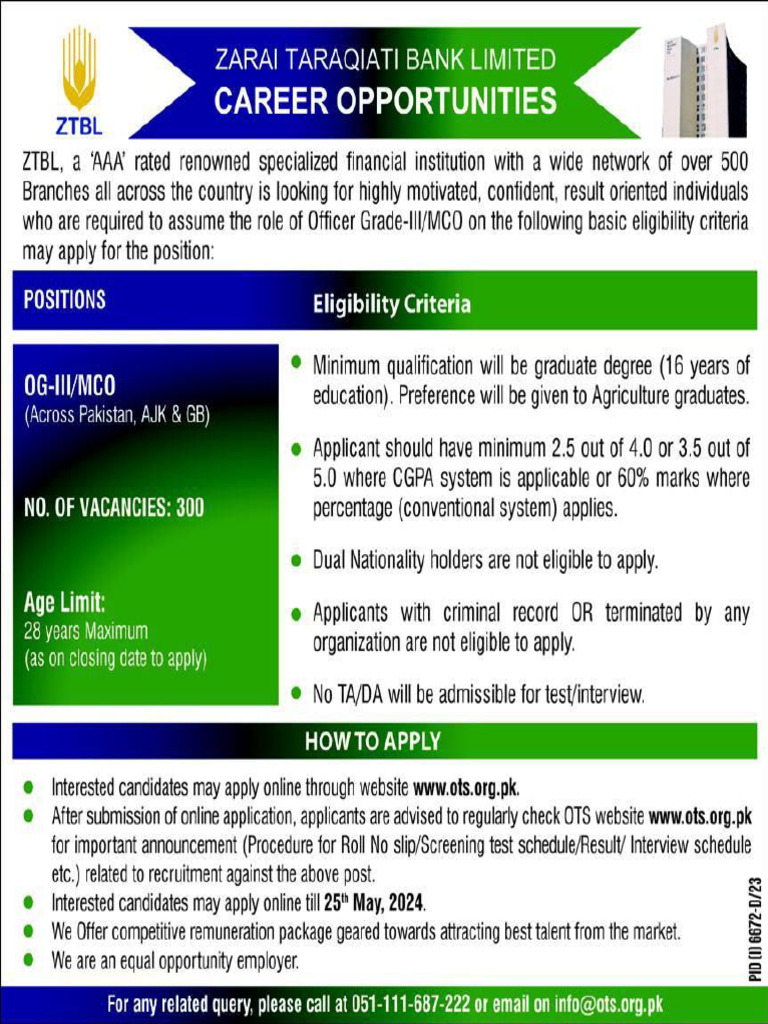 ZTBL Bank New Jobs | PDF