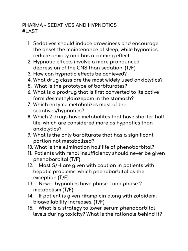 Pharma Sedatives and Hypnotics | PDF | Benzodiazepine | Sleep