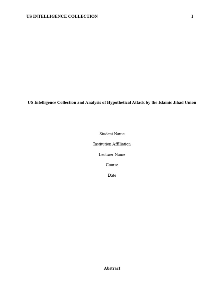 US Intelligence Collection and Analysis of Hypothetical Attack by The Islamic Jihad Union | PDF ...