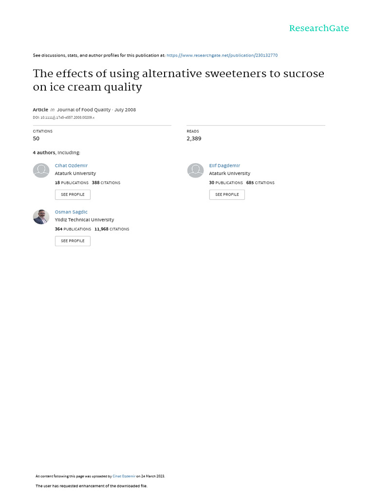 The Effects of Using Alternative Sweeteners To Sucrose On Ice Cream ...