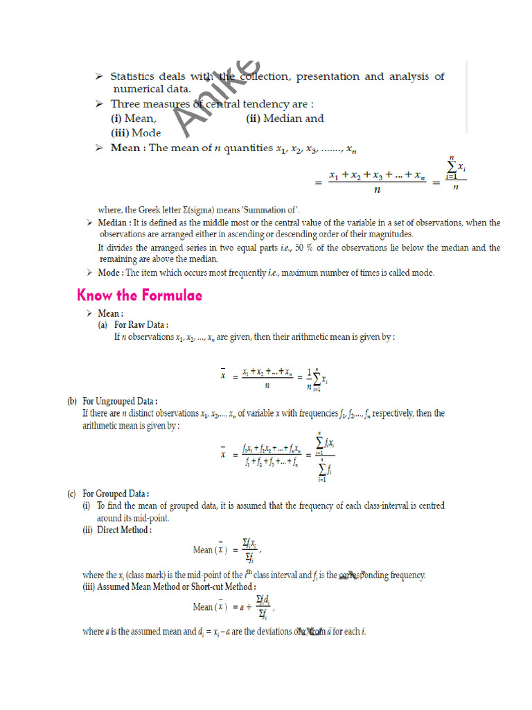 Statistics Notes X | PDF