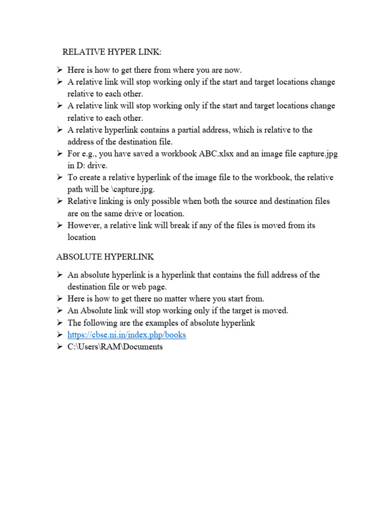 Relative Hyper Link&Absolute Hyperlink | PDF | Career & Growth