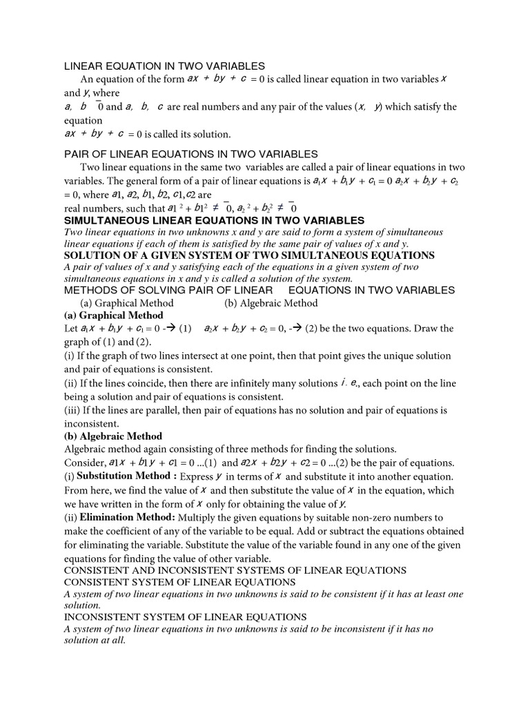 10th - Linear &quadratic Equation | PDF