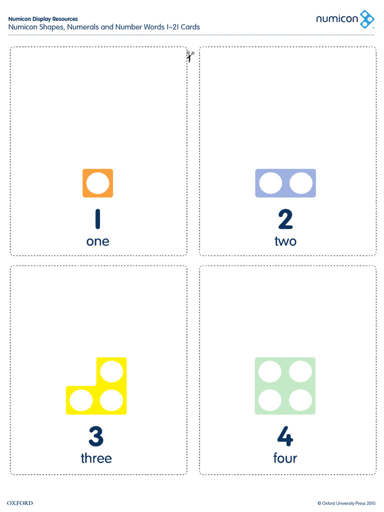 Numicon Pcms Shapes, Numerals and Number Words 1-21 Cards | PDF
