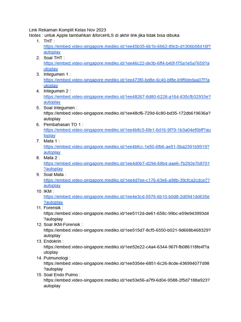 Link Rekaman Komplit Kelas November 2023 | PDF
