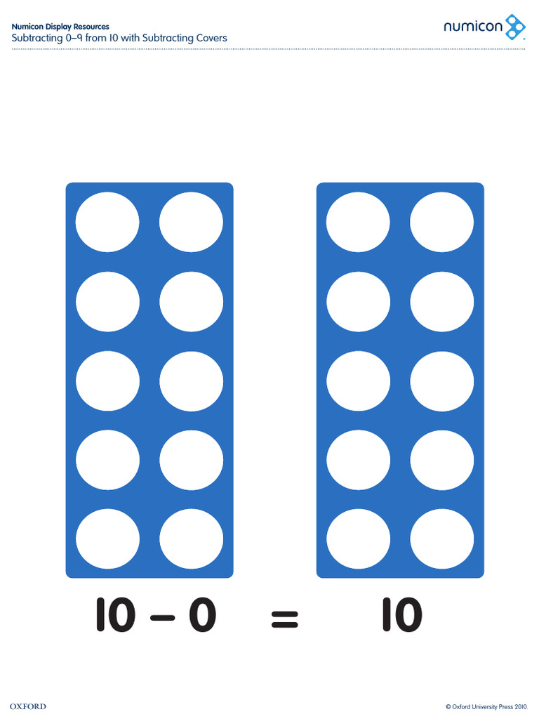 Numicon Pcms Subtracting 0-9 From 10 With Subracting Covers | PDF