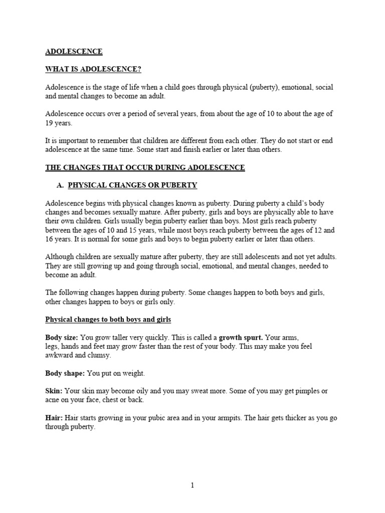 ADOLESCENCE | PDF | Adolescence | Puberty