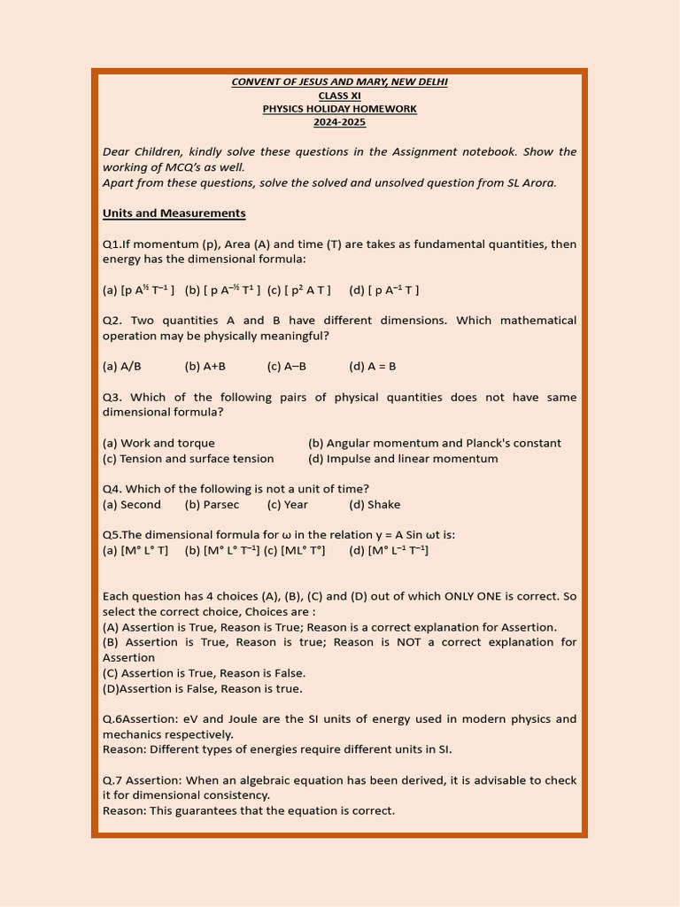 CLASS XI HHW | PDF | Classical Mechanics | Physical Quantities