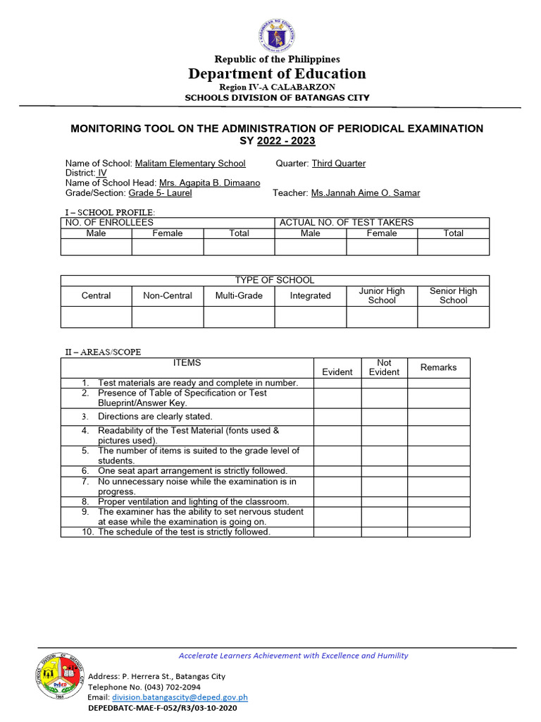 Monitoring Tool On The Administration of Periodical Examination 1 | PDF ...