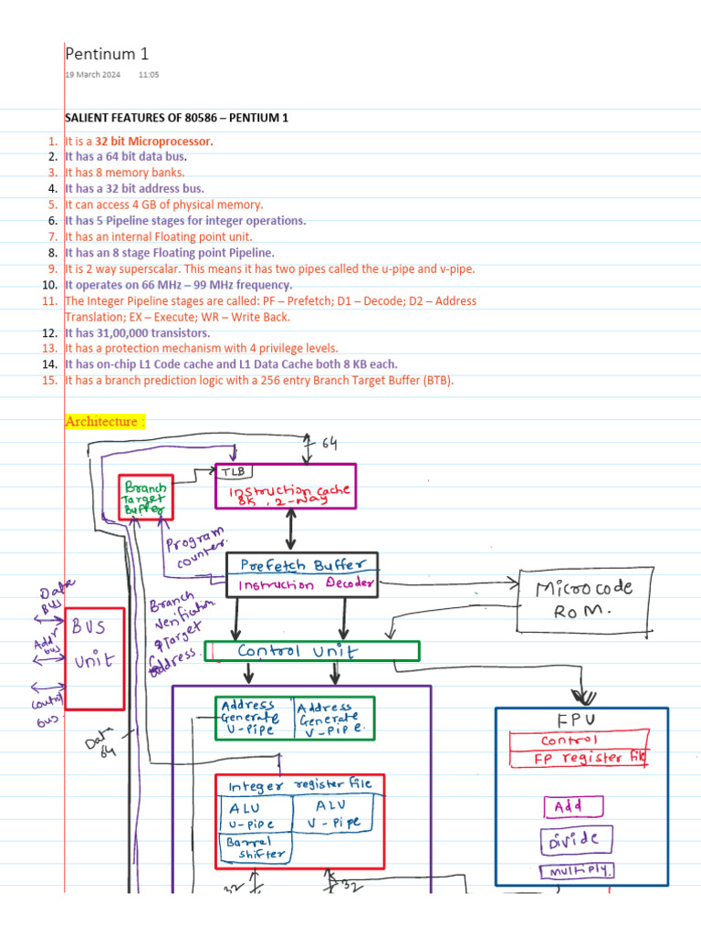 Pentium 1 Features and Architecture | PDF | Cpu Cache | Cache (Computing)
