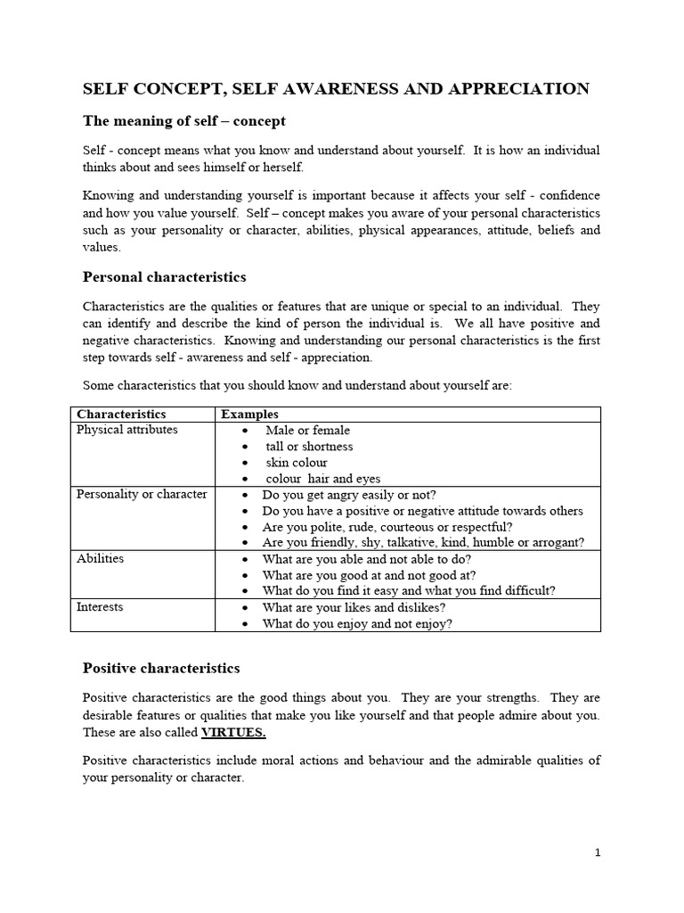 Self Concept 2 | PDF | Self Esteem | Attitude (Psychology)