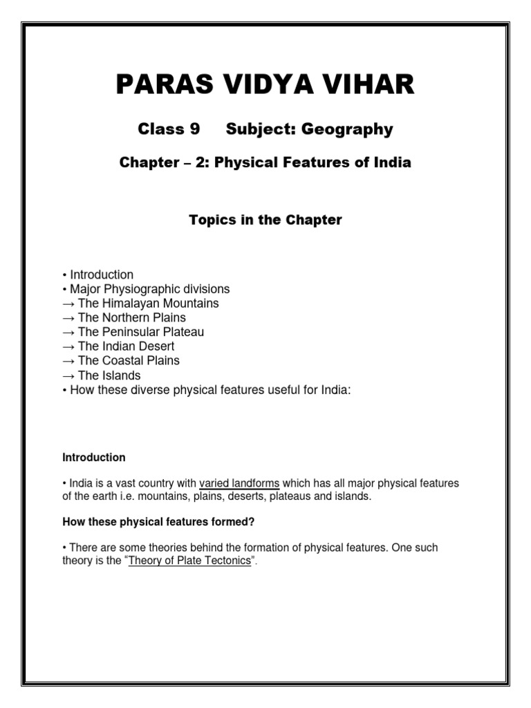 Geography Chapter 2 Physical Features of India | PDF | Himalayas ...