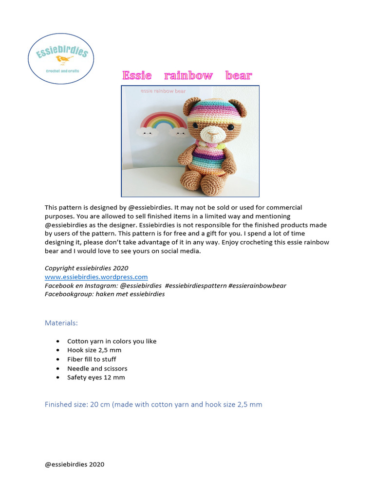 Oso Arcoiris | PDF | Crochet | Textiles