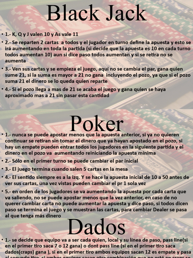 Reglas Del Casino | PDF | Juego de azar | Juegos de azar