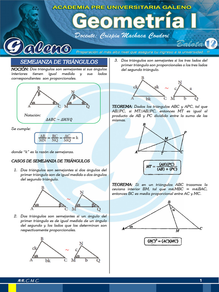 Semana 12 Semejanza de Tri Ngulos | PDF | Triángulo | Geometría triangular