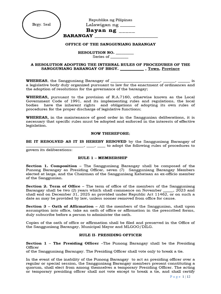 Internal Rules of Procedures English | PDF | Committee | Quorum