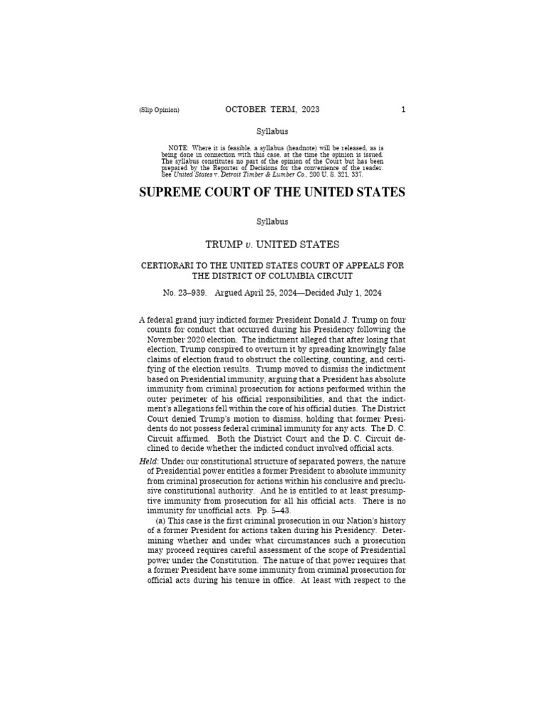 Trump v. United States | PDF | Presidents Of The United States ...