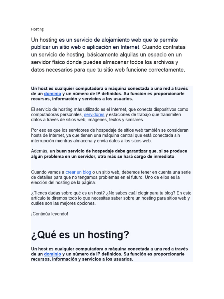 Hosting | PDF | Red mundial | Internet y web