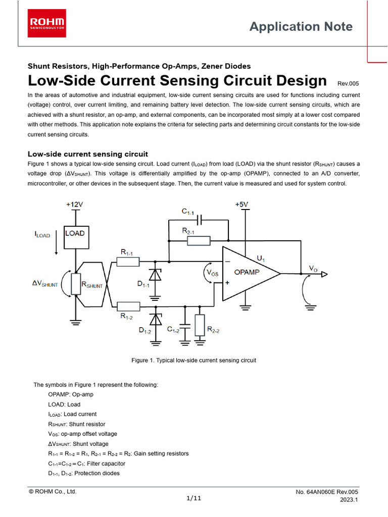 Low Side Current Sense Circuit Design An-E | PDF | Operational Amplifier | Resistor