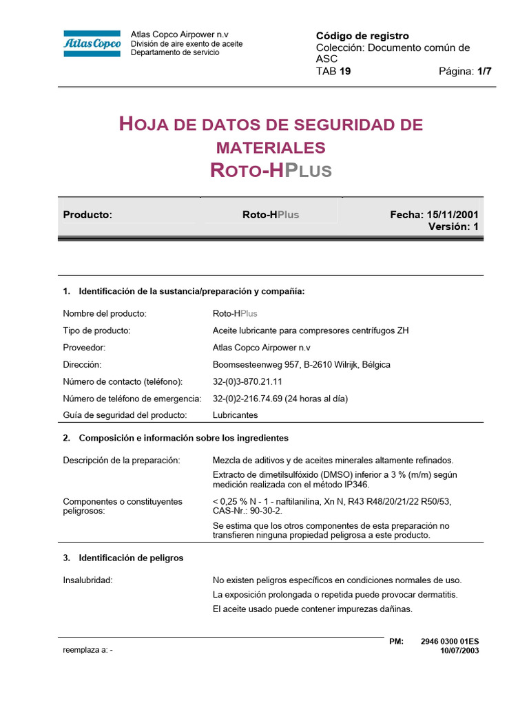 Hds Roto HPlus | PDF | Petróleo | Lubricante