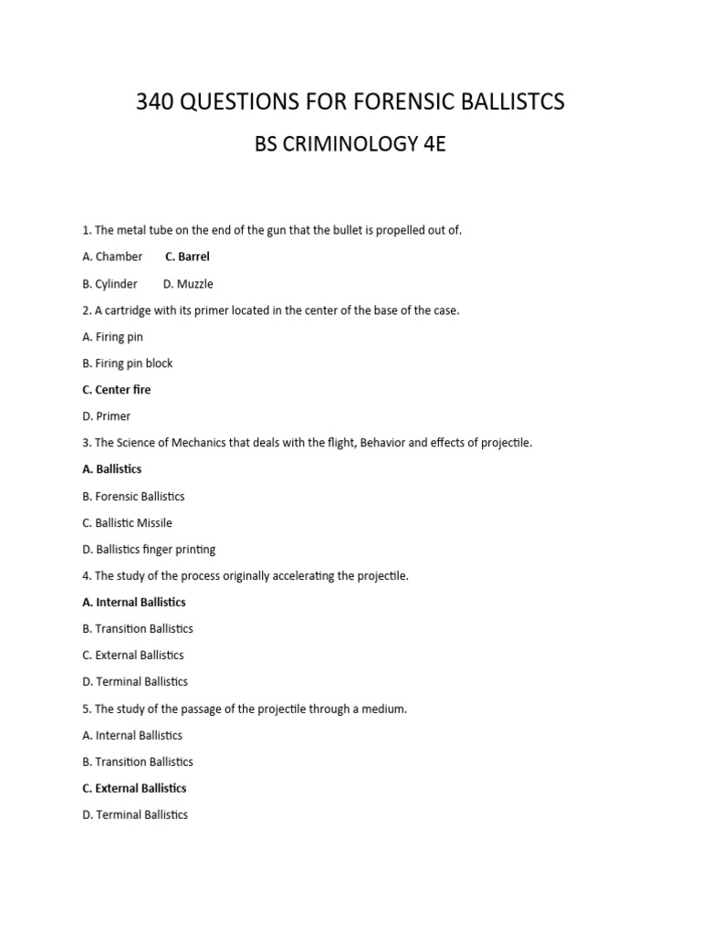 Forensic Ballistics Questions 1 | Download Free PDF | Cartridge ...