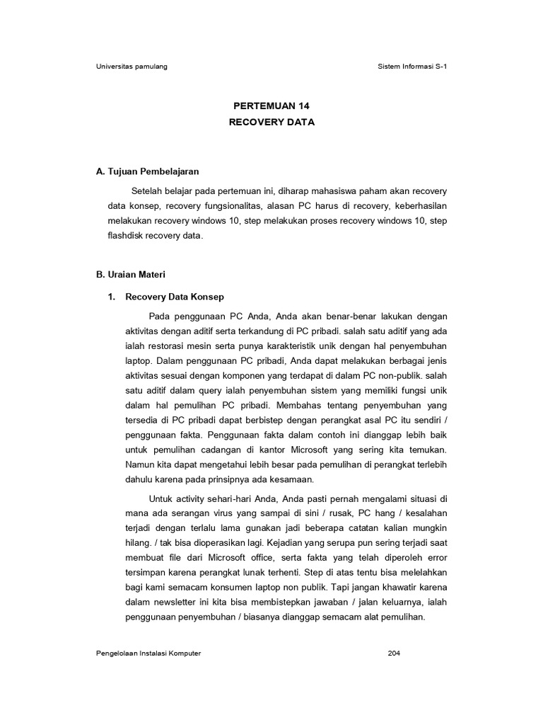 Pertemuan 14 Recovery Data Pdf