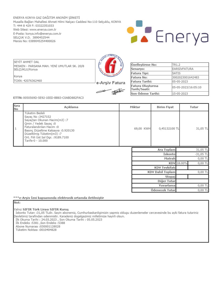 E-Arşiv Fatura | PDF