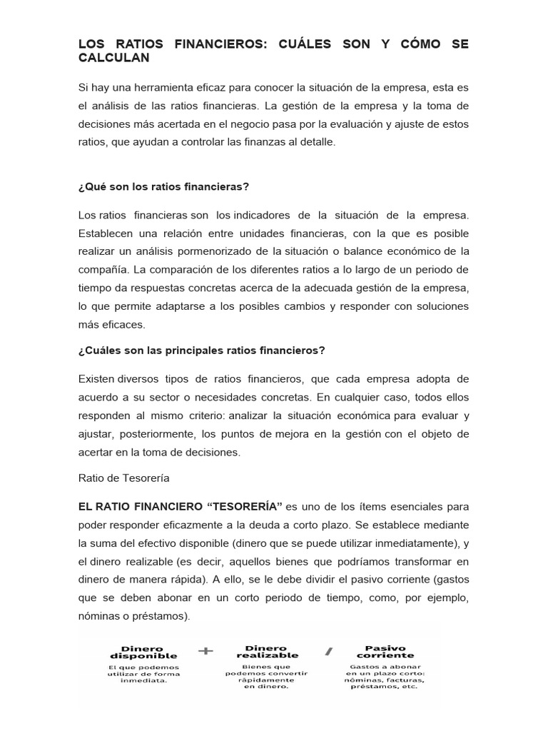 Los Ratios Financieros | PDF | Rentabilidad sobre recursos propios | Ratio financiero