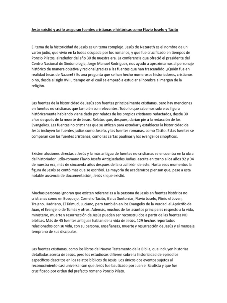 Historicidad de Jesús: Fuentes Clave | PDF | Jesús | Apocalípticos
