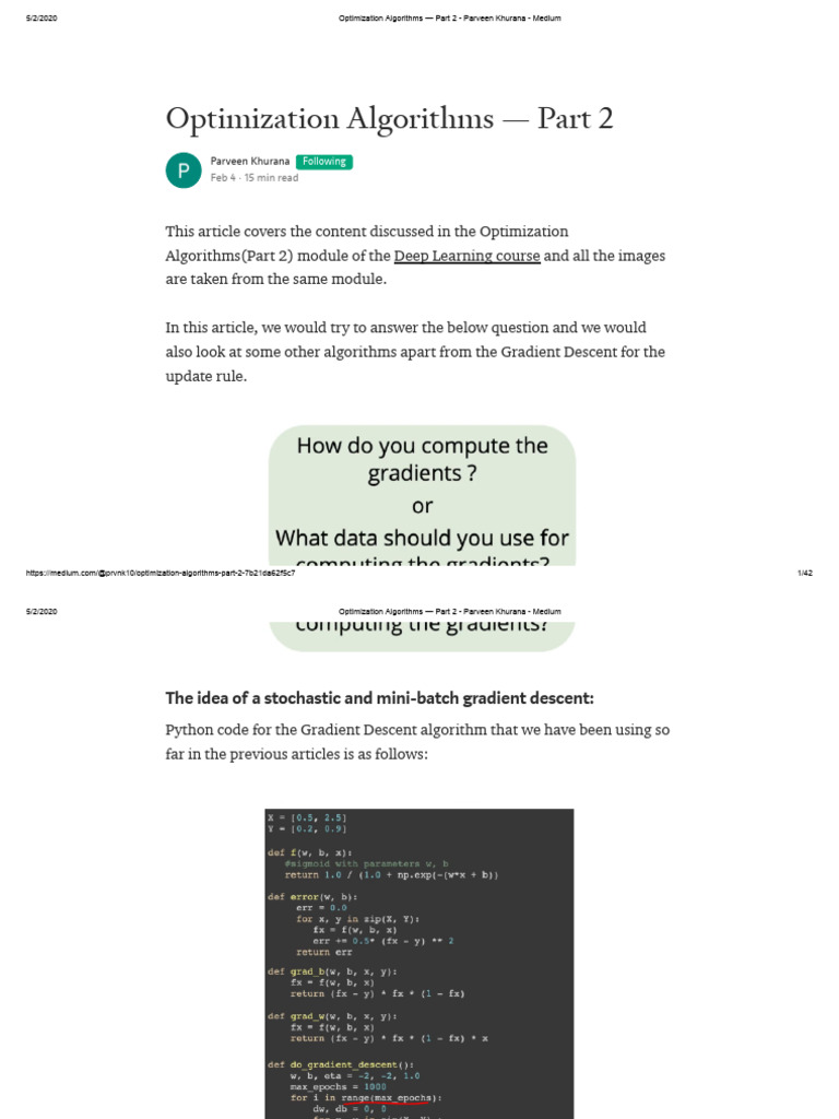 Optimization Algorithms: Mini-Batch vs Stochastic | PDF | Mathematical Optimization | Applied ...