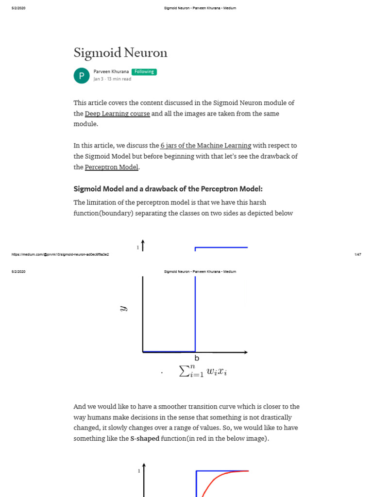 Understanding Sigmoid Neurons in ML | PDF | Function (Mathematics) | Parameter (Computer ...