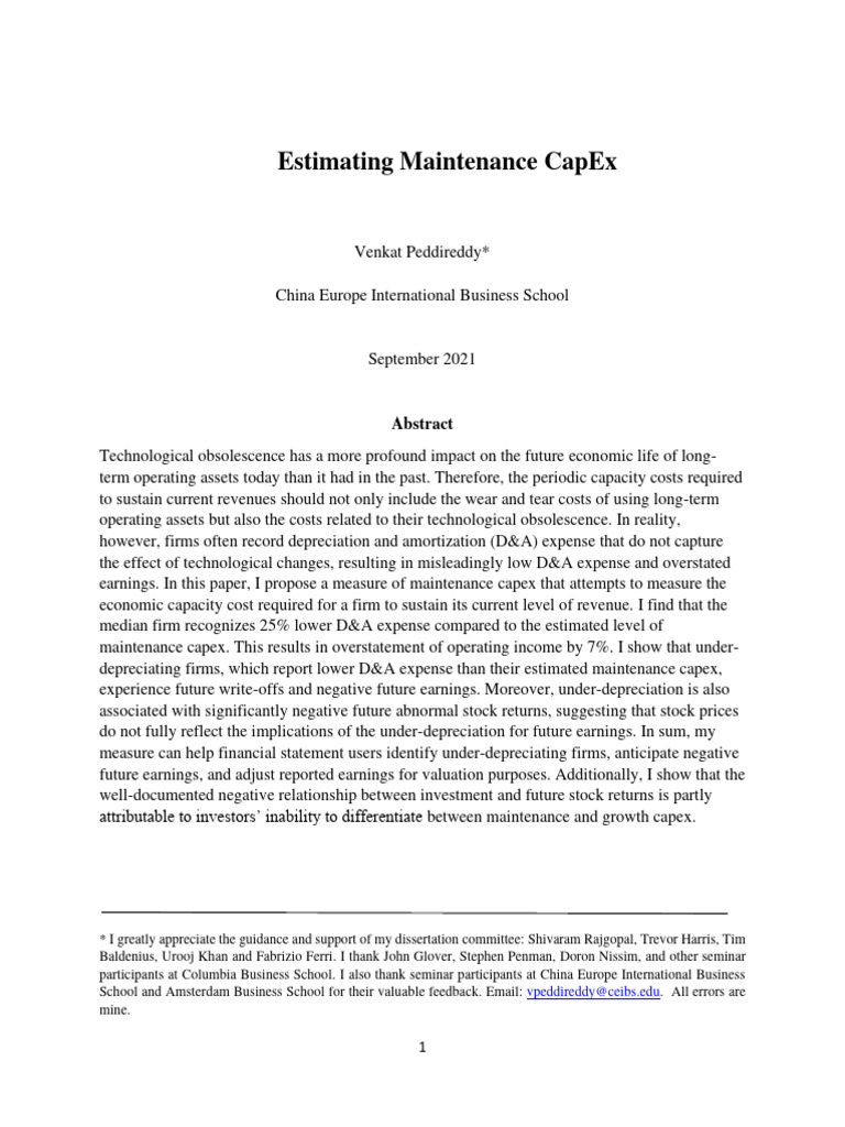 Estimating Maintenance Capex | PDF | Depreciation | Goodwill (Accounting)