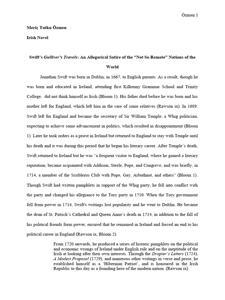 Swifts Gullivers Travels An Allegorical | PDF | Gulliver's Travels ...