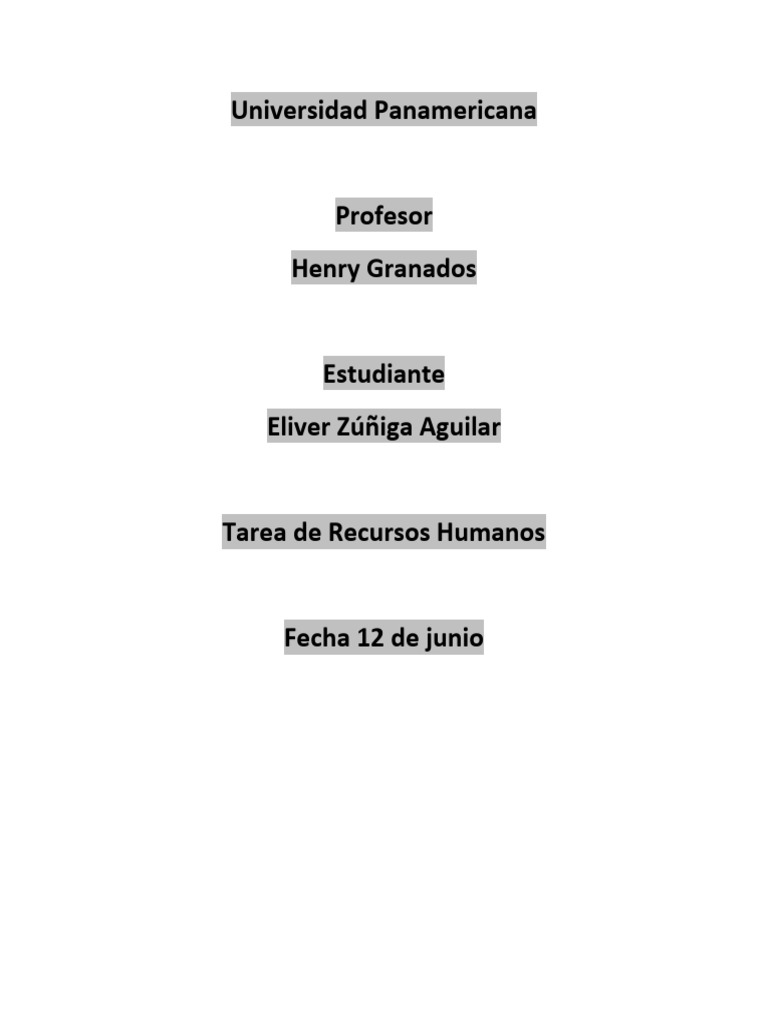 Trabajo Eliver Recursos Hum | PDF | Factores humanos y ergonomía